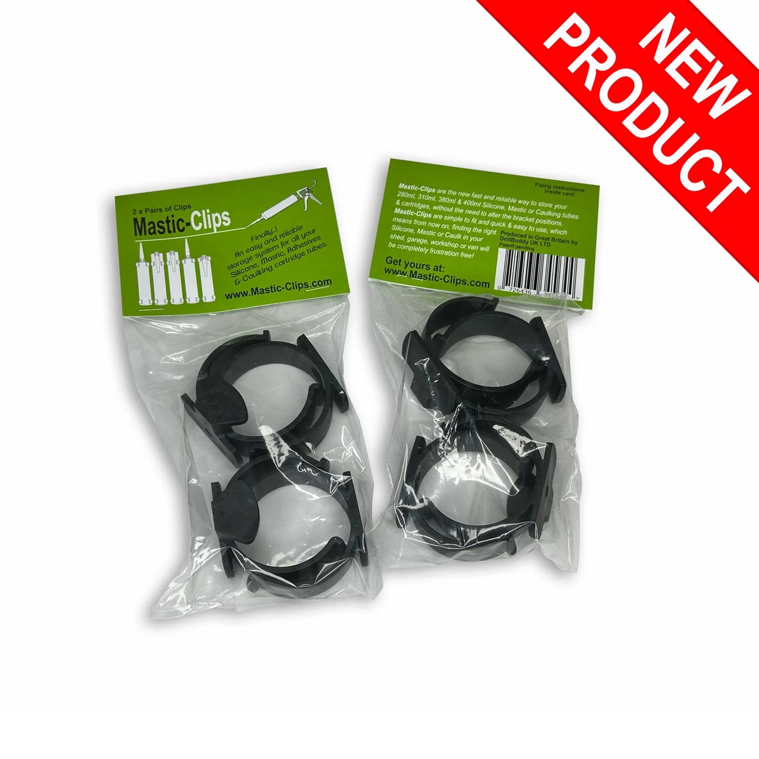 Mastic Clips (4 Pairs of Clips for 4 Cartridge Tubes) – DrillBuddy UK Ltd